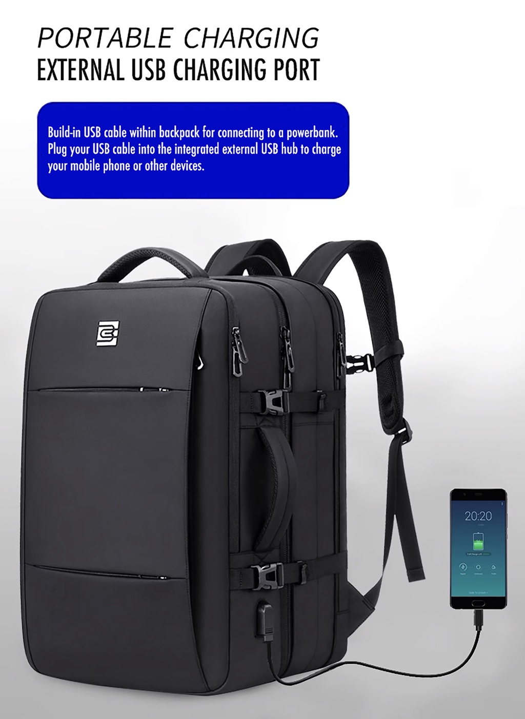 BRUNO CAVALLI Multifunctional EXPANDABLE 18" Travel Backpack with ...