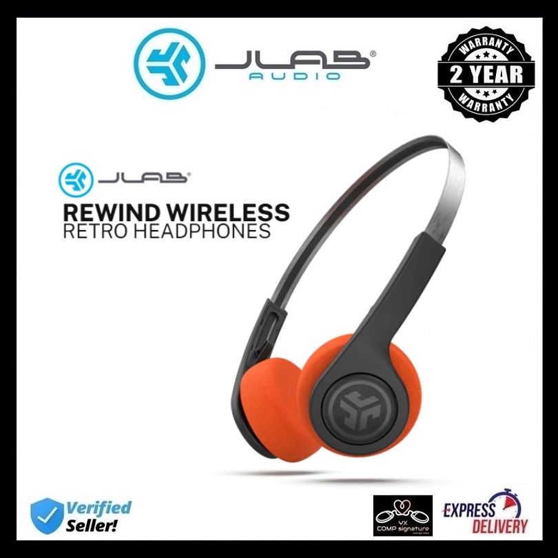 JLab Rewind Wireless Retro Headphones Bluetooth 4.2 Rapid Charging with ...