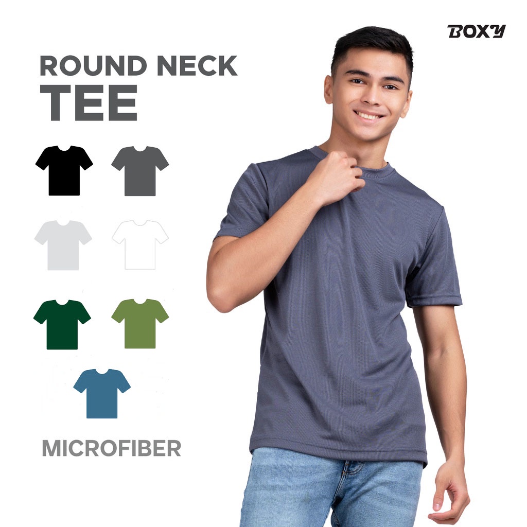 Boxy Baju Microfiber Unisex Dri Fit Leher Bulat Lengan Pendek ...