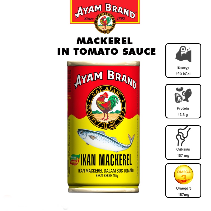 Ayam Brand Mackerel In Tomato Sauce 155g/ 230g /425g Ikan Mackerel Ready Stock Halal | Shopee ...