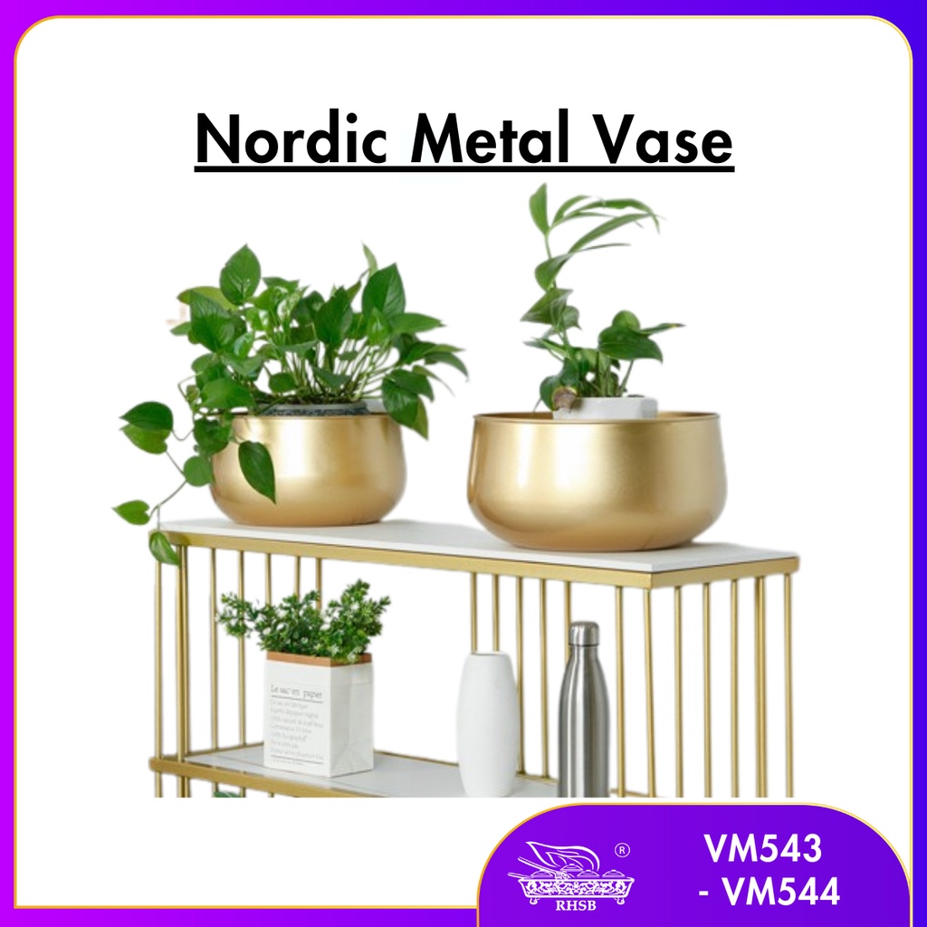 NORDIC IRON VASE / METAL VASE / MODERN FLOWER POT / GOLD VASE / PASU ...