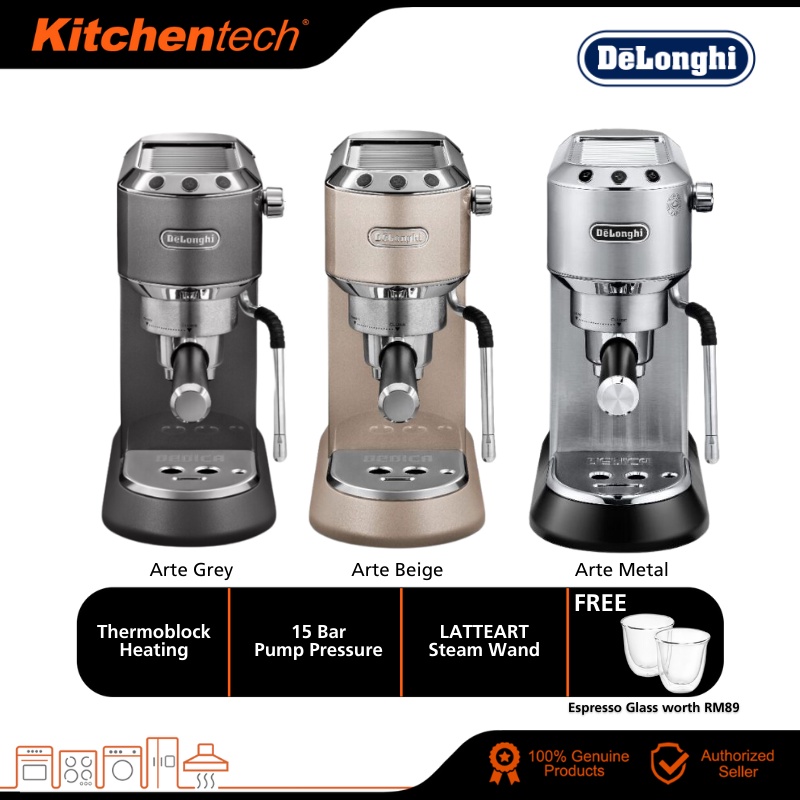 Delonghi EC885 Dedica Arte Manual Espresso Machine (Arte Grey EC885.GY ...
