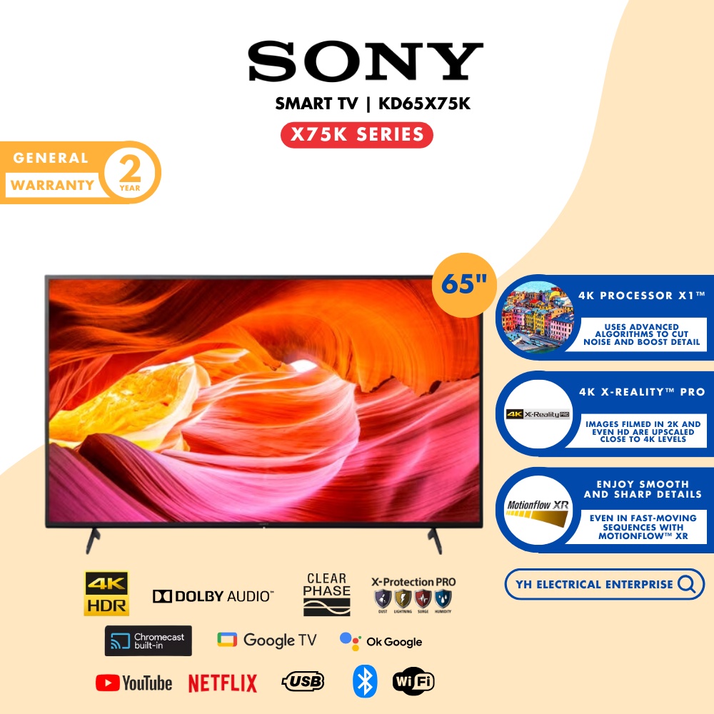 Sony 65" X75K Series 4K Smart TV Ultra HD High Dynamic Range HDR TV KD65X75K 65X75K | Shopee ...