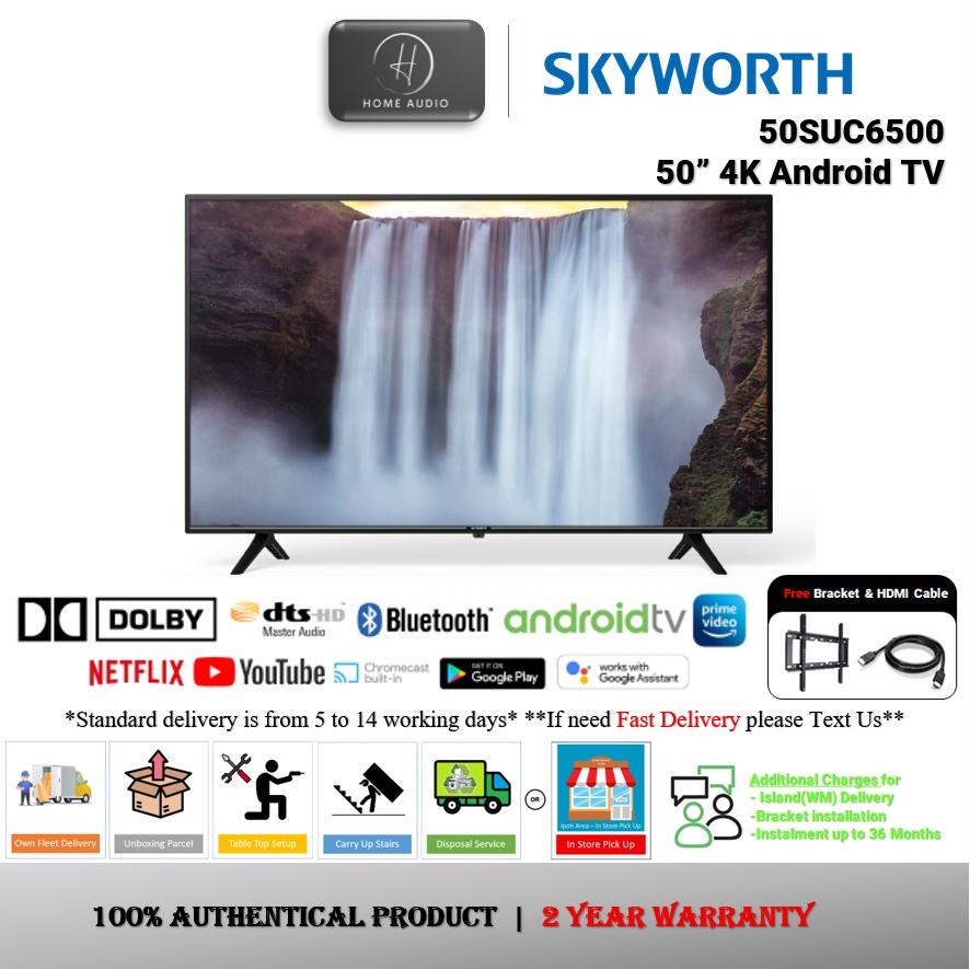 Skyworth 50 Inch TV 4K HDR UHD Android TV 50" LED TV - 50SUC6500 ...