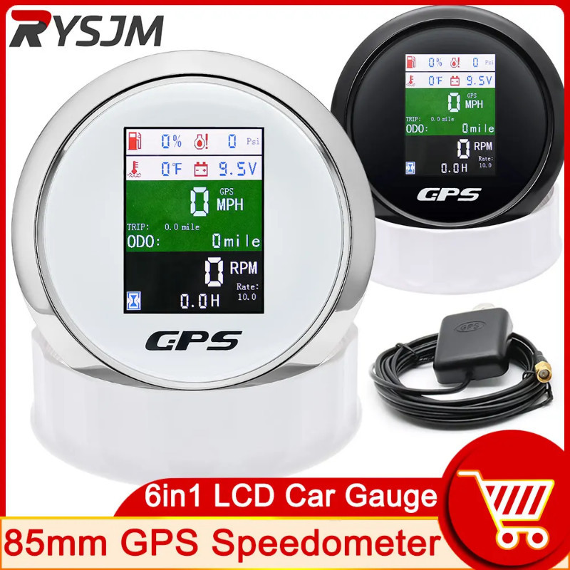 6 IN 1 Digital GPS Speedometer Odometer Tachometer Tacho Meter Water ...