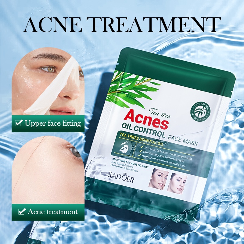 ROREC SADOER Tea Tree Acne Oil Control Face Mask Anti-Acne Hydrating Facial Mask | Shopee Malaysia