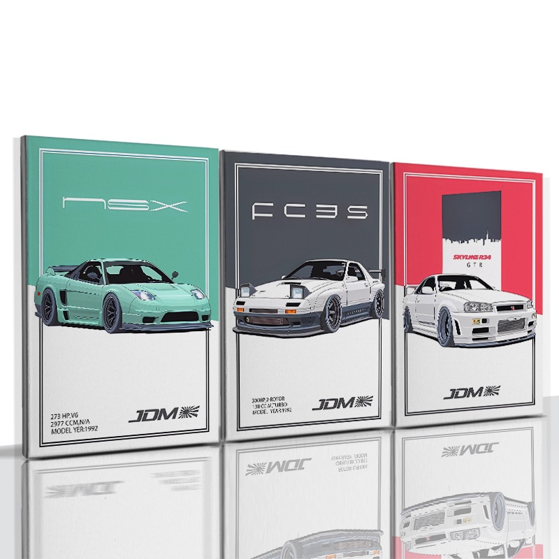 (With Frame )Poster Wooden Canvas JDM Car Room Wall Decoration Picture ...