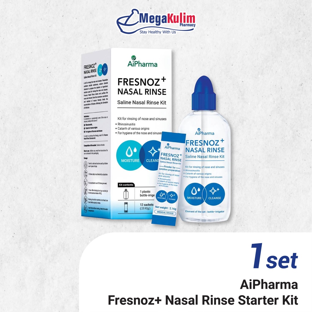 Fresnoz+ Saline Nasal Rinse Kit (1 bottle+12 sachets Starter Kit / 30 ...