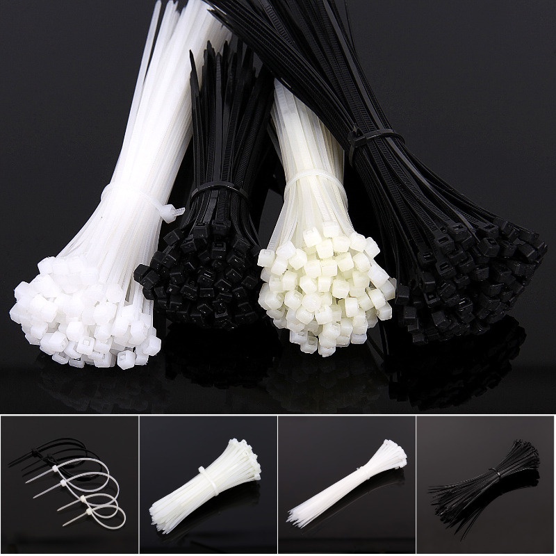 100pcs Hole Mount Nylon Cable Zip Ties / Self Locking Loop Wrap Bundle Tie Straps / Household ...