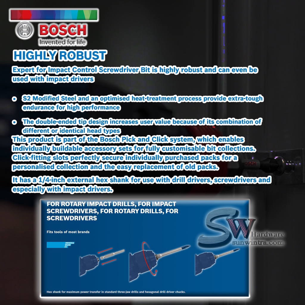 Bosch Impact Screwdriver Bit Double End Bit PH2 x 65MM #2608522405 ...