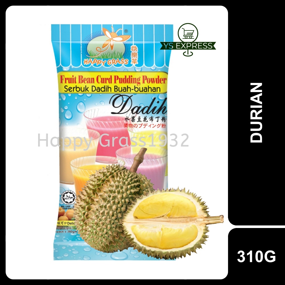 HAPPY GRASS Fruit Bean Curd Pudding Powder Durian 310G - Serbuk Dadih ...