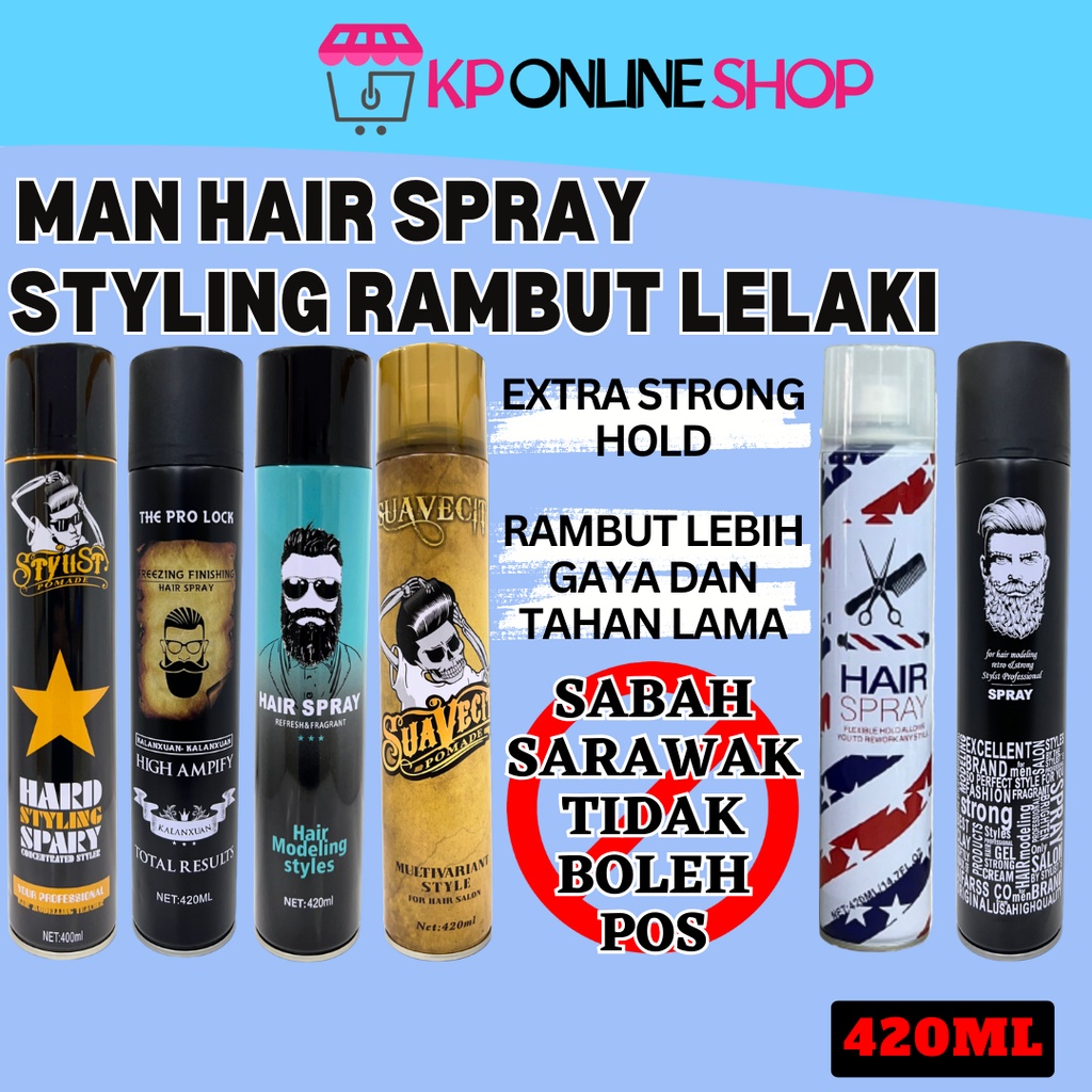 Spray Rambut Lelaki/ Strong Hold Hair Spray Styling /Spray Rambut ...