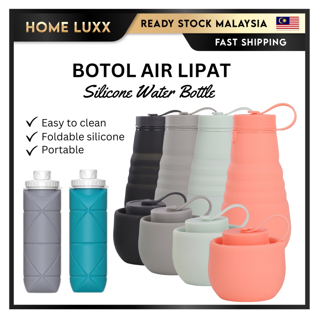 Foldable Collapsible Water Bottle Silicone Portable Reusable BPA Free ...