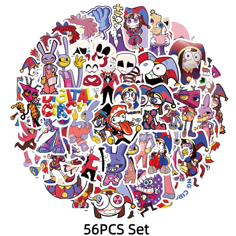 56PCS The Amazing Digital Circus Stickers Funny Pomni Cartoon Sticker ...