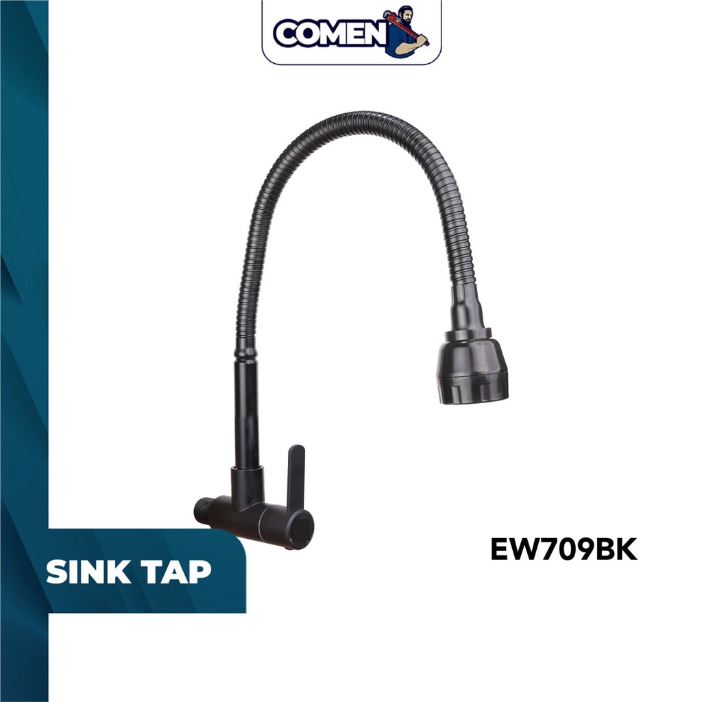 ELISE Flexible Wall Sink Tap EW709BK Black Wall Mounted Kitchen Sink ...