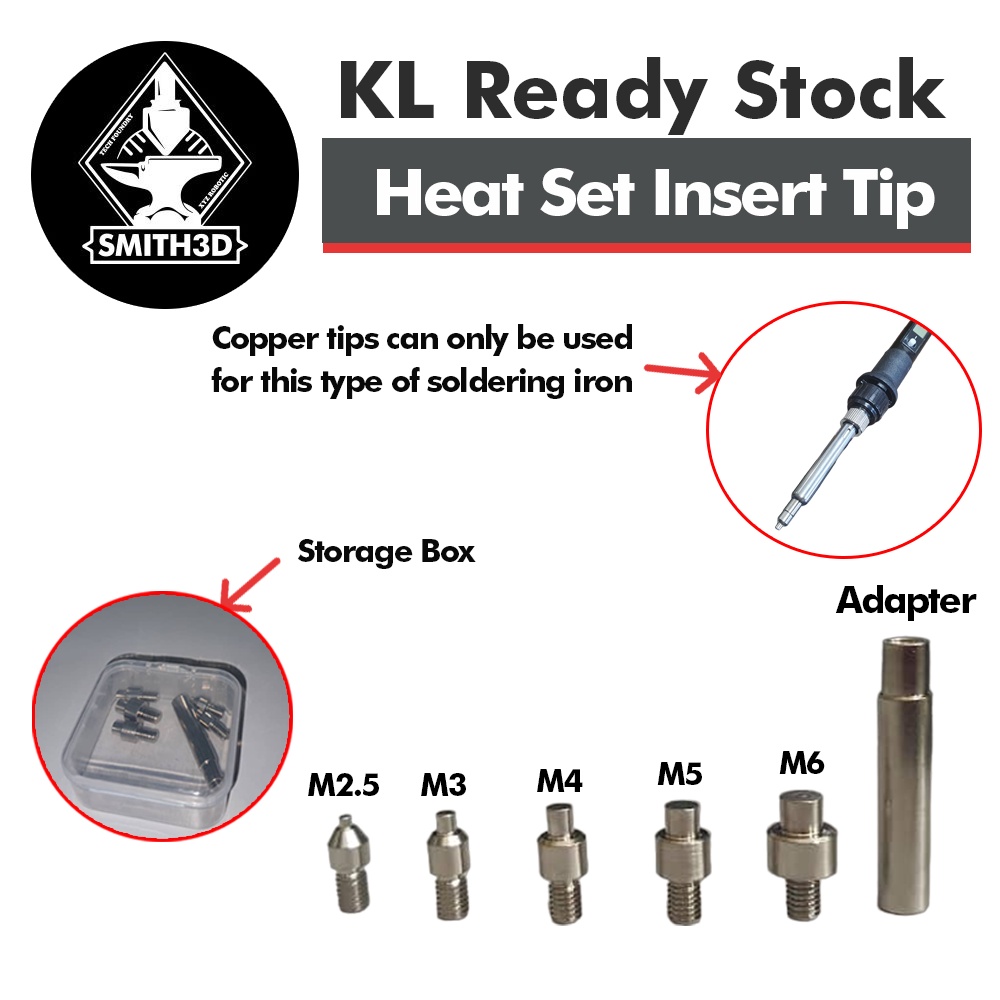 Versatile 5-in-1 Threaded Heat Set Insert Tip Set for Copper Heat ...