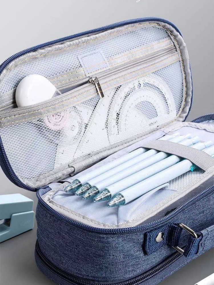 Large Capacity Pencil Case Canvas Pencil Box Korean Portable Pencil Bag ...