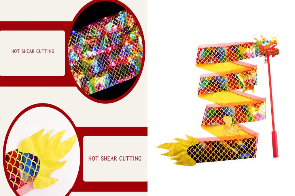 Traditional Chinese Dance Prop with Flashing Lights Eye-catching Ribbon ...