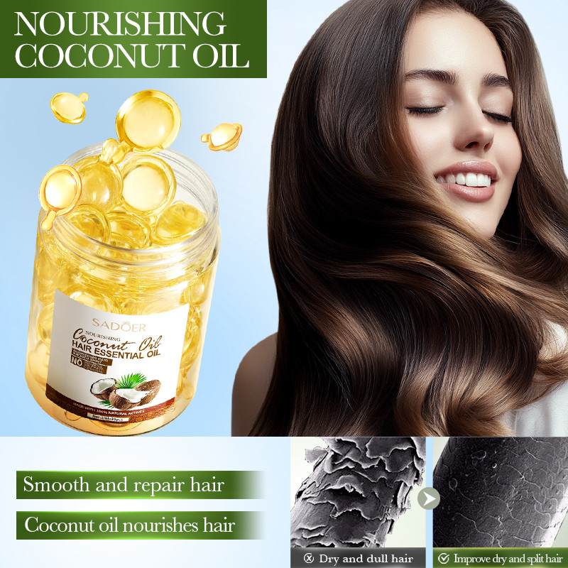 ROREC SADOER Nourishing Coconut Oil Hair Essential Oil Moisturizing Smooth Shiny Brighten ...