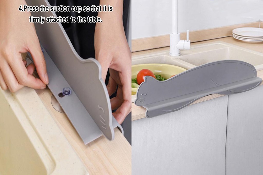 roeaceh Sink Splash Shield Countertop Anti-splash Guard Cartoon Kitten ...