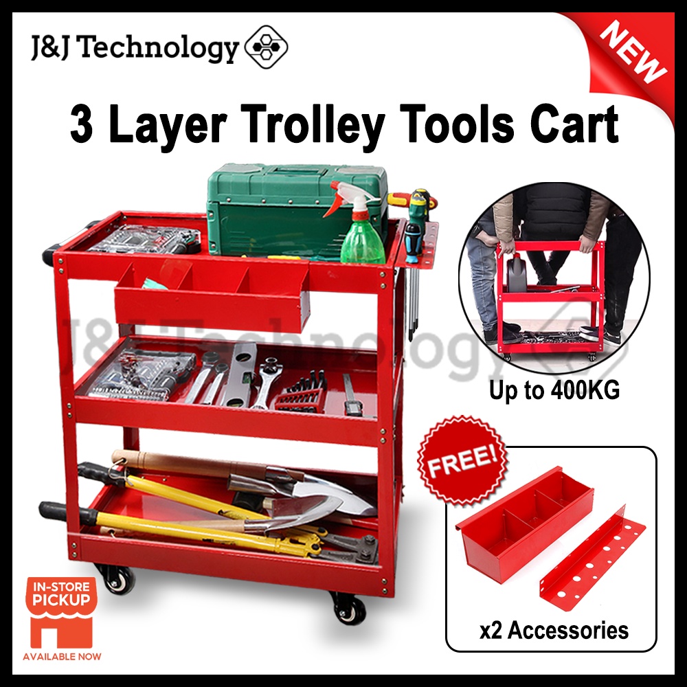 JNJ Technology 400KG 3 Layer Trolley Tools Cart Metal Steel Service ...