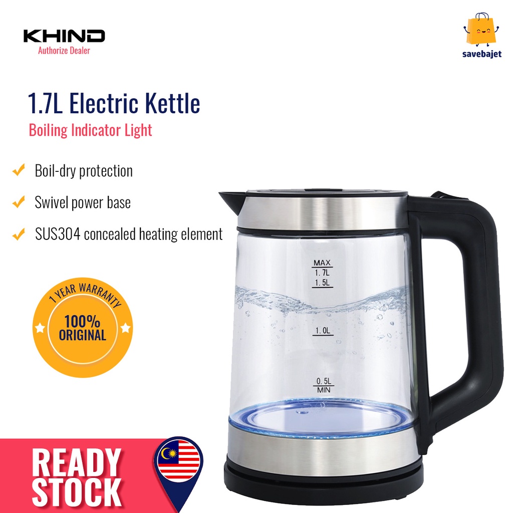 KHIND Electric Glass Kettle (1.7L) EK171G | Shopee Malaysia