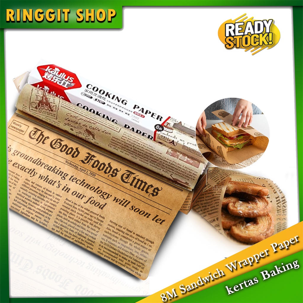 RinggitShop 8M Sandwich Wrapper Paper Paper Kitchen Air Fryer Non Stick ...
