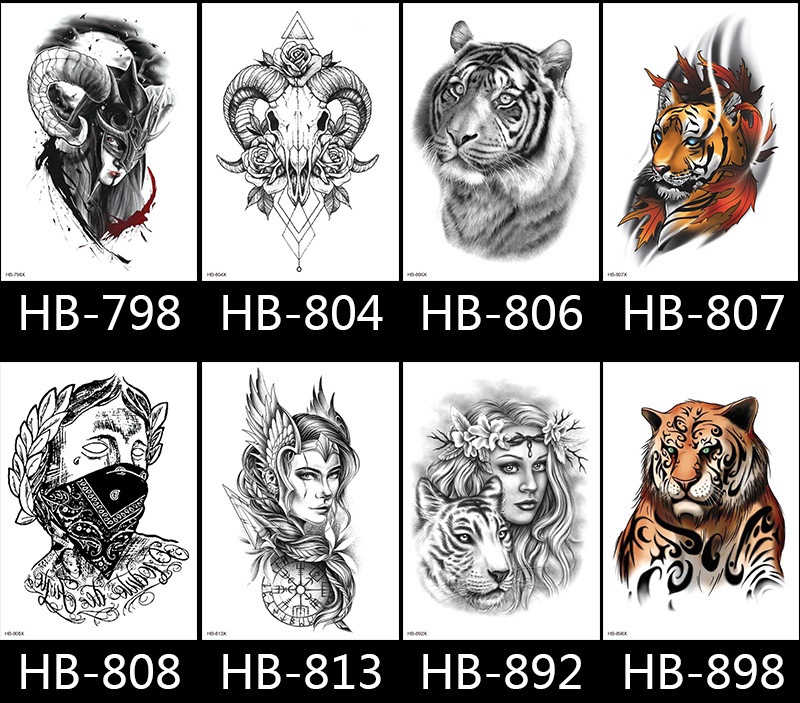 Realistic Temporary Tattoos Animals Body Armband Fake Tatoo Stickers ...