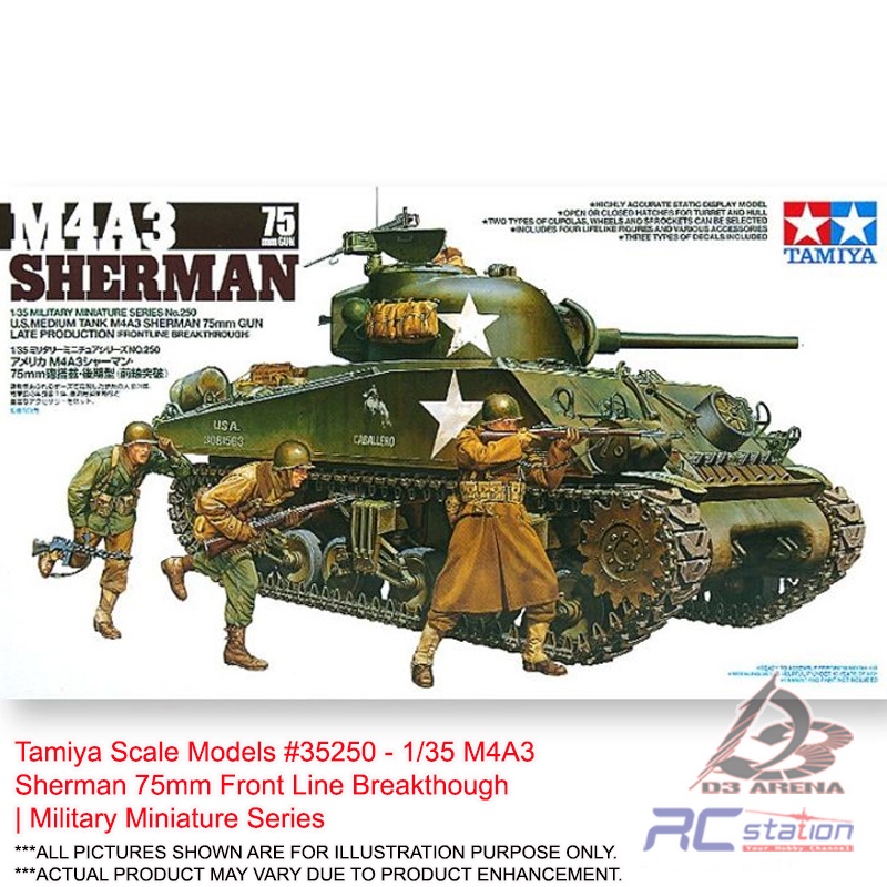 Tamiya Scale Models #35250 - 1/35 M4A3 Sherman 75mm Front Line ...