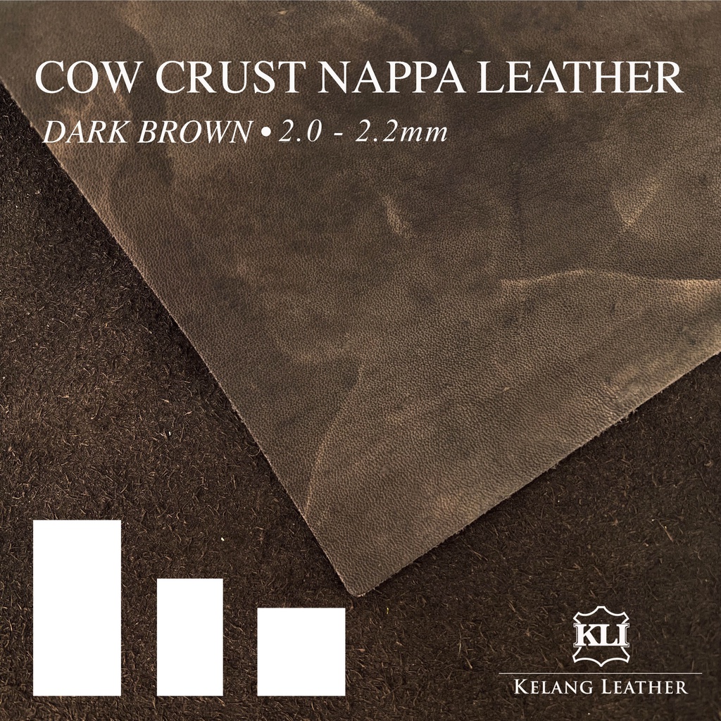 LEATHER PANELS Cow Crust Nappa DARK BROWN 2.0-2.2mm Genuine Cow Lembu ...