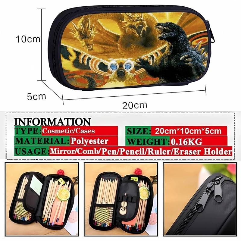 Godzilla King Kong Pencil Case Office and School supplies Anime cartoon ...