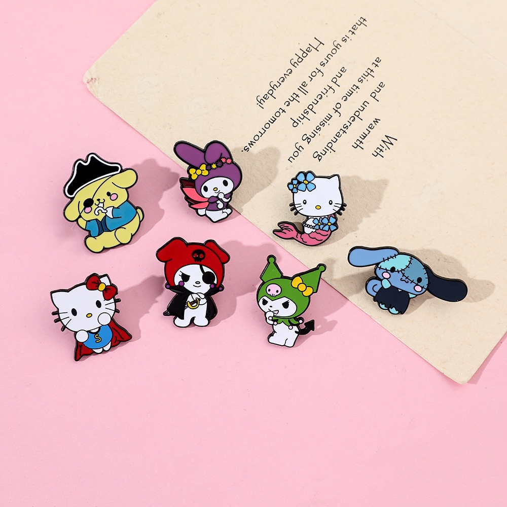 Cartoon Cute Funny Sanrio Enamel Pins Kawaii Kuromi Mymelody HelloKitty ...
