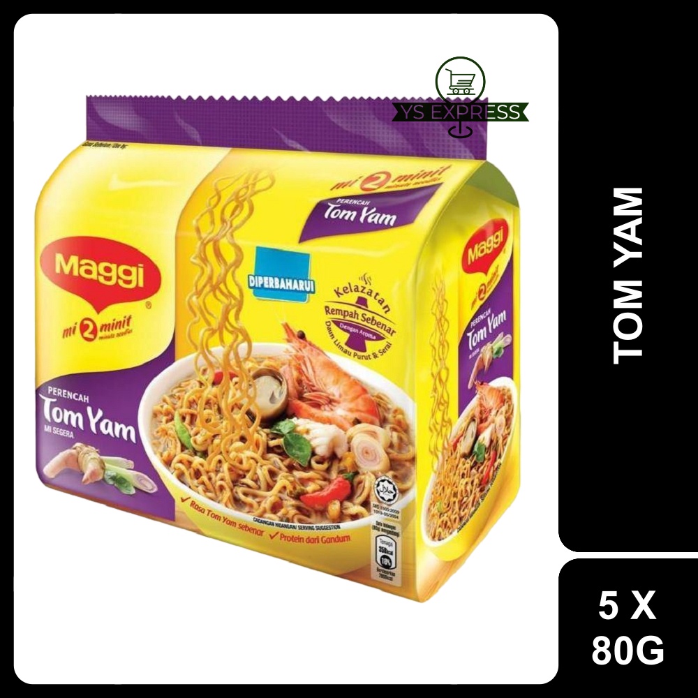 MAGGI Instant Noodle Tom Yam 5 X 80G - Mi Segera Perisa Tom Yam | Shopee Malaysia
