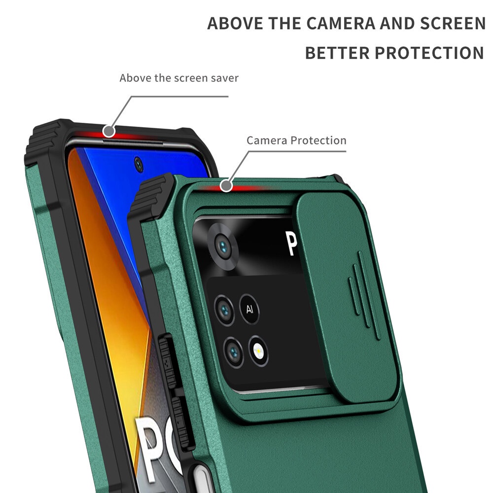 KEYSION Shockproof Case for Xiaomi POCO X4 Pro 5G X3 NFC Push Pull ...