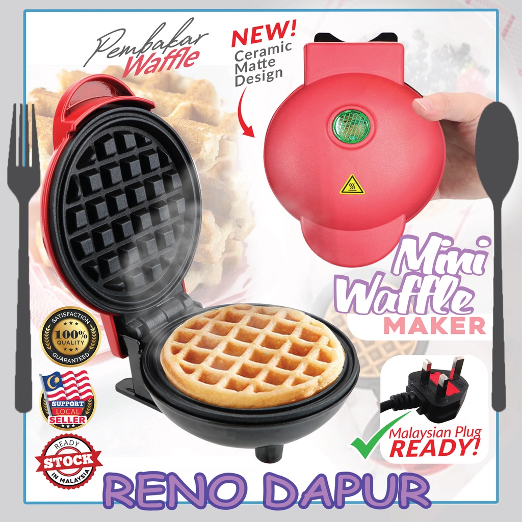 Mini Waffle Maker Pembakar Waffle Machine Ceramic Coating Waffle Mix ...