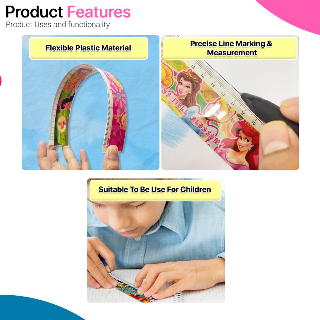 Desklife Cartoon Disney Aluminium Plastic Ruler Kids 15cm 20cm 30cm ...
