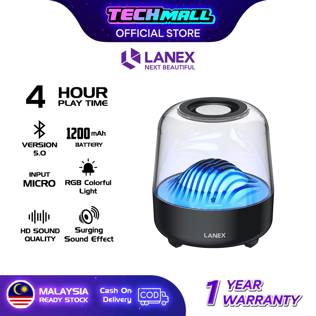 LANEX LY06 Aurora BT V5.0 Wireless Speaker With LED Light | Shopee Malaysia