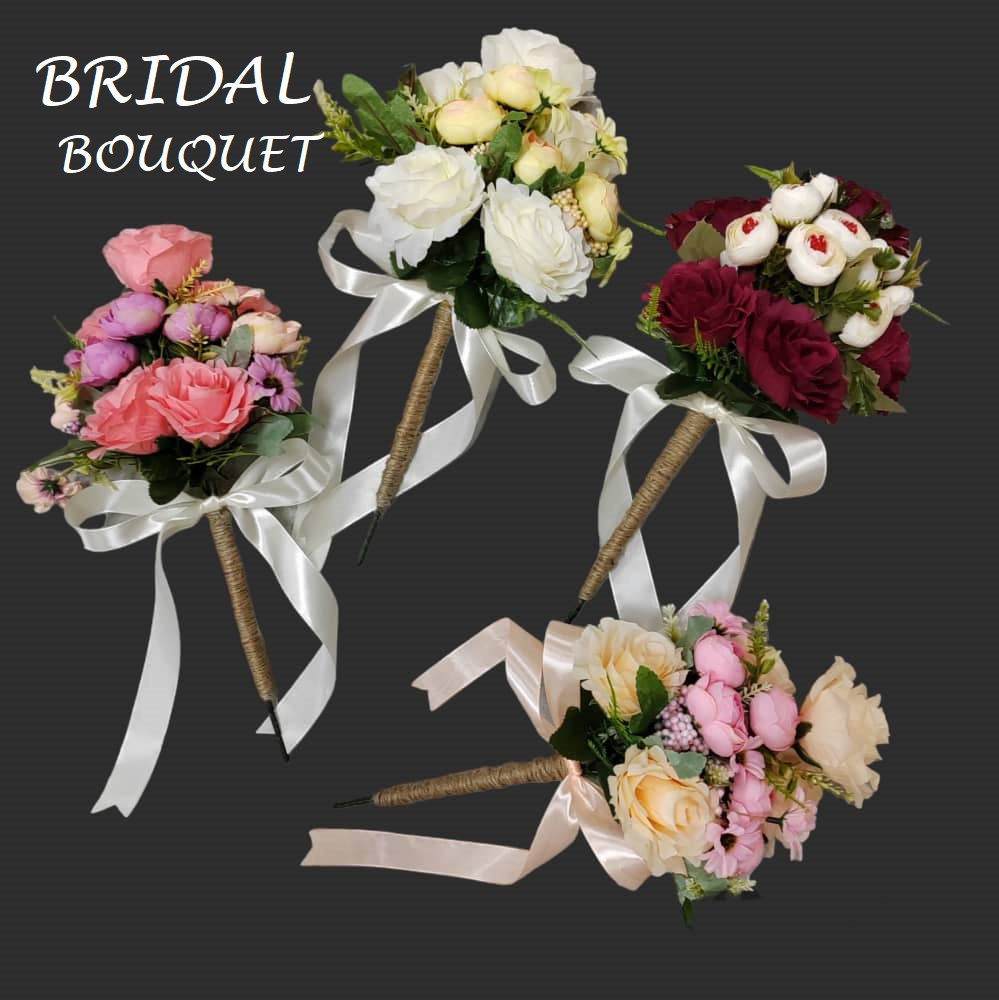 Bridal Bouquet Rustic Style Rose Tea Rose / Bunga Tangan Pengantin ...