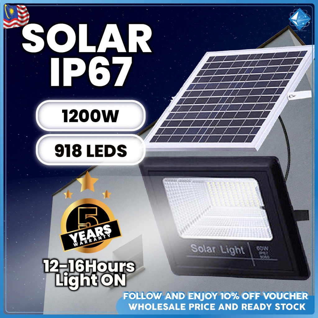 1200W Solar Light Outdoor Lighting Lampu Solar Spotlight IP67 ...