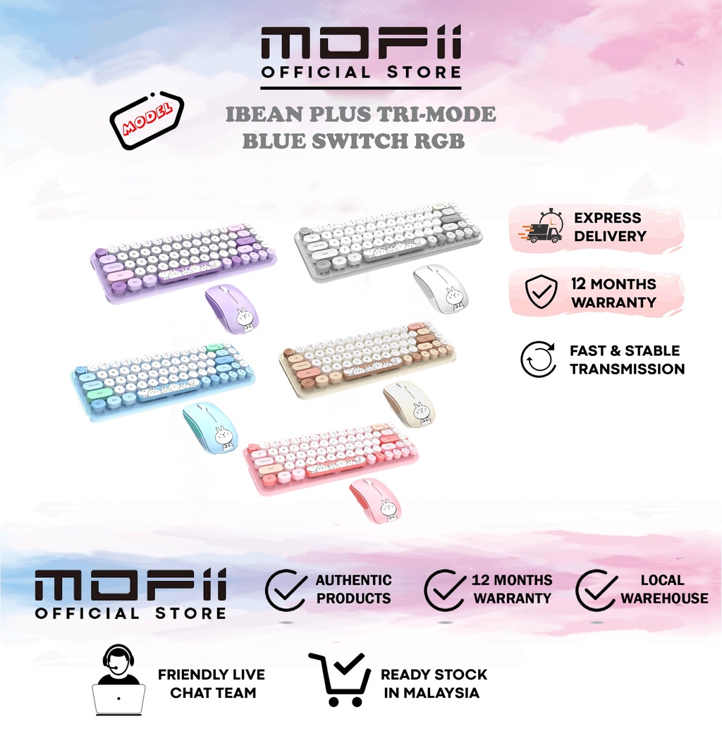 MOFII I Bean Pro Wireless Keyboard Mouse Combo Set Office Cute PC ...