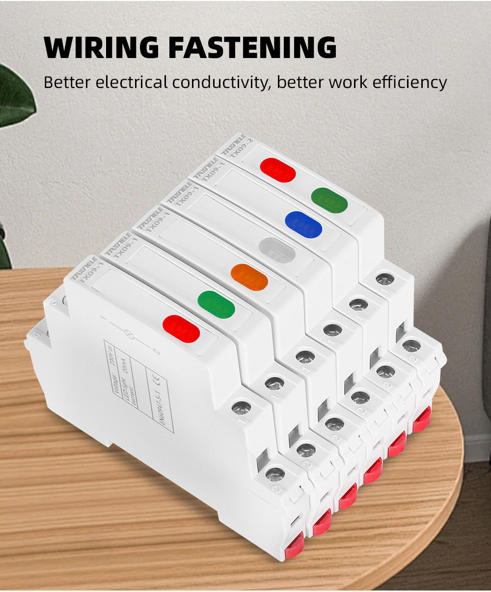 Din Rail Mount LED Signal Lamp AC DC 220V 230V Indicating Pilot Lights Lamp Red Green Blue ...