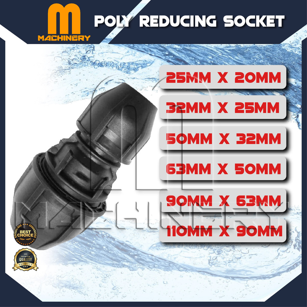 M.Machinery 25MM x 20MM - 63MM x 50MM Poly Reducing Socket For Easy and Leak-Free Piping ...