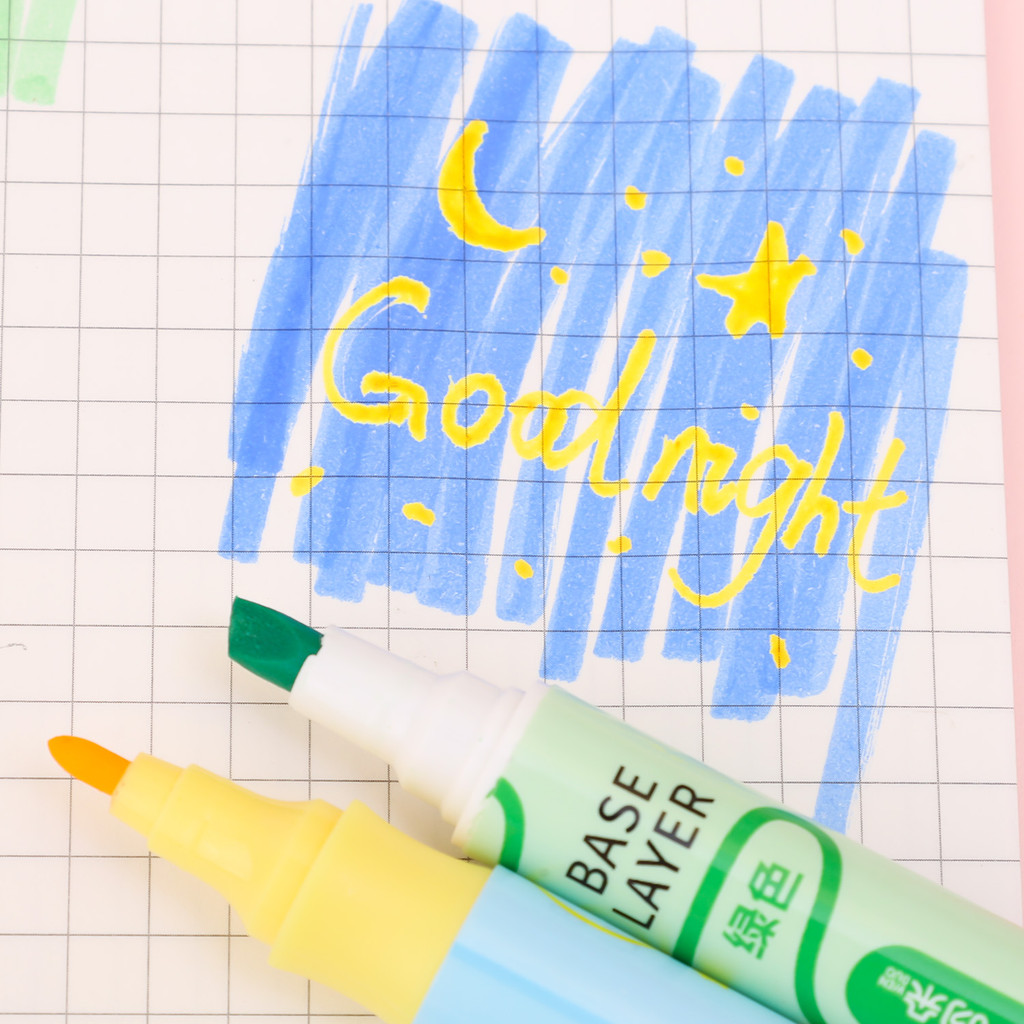 Double Colored Highlighter Pen - Stacking Colors Fluorescent Pen - Art ...