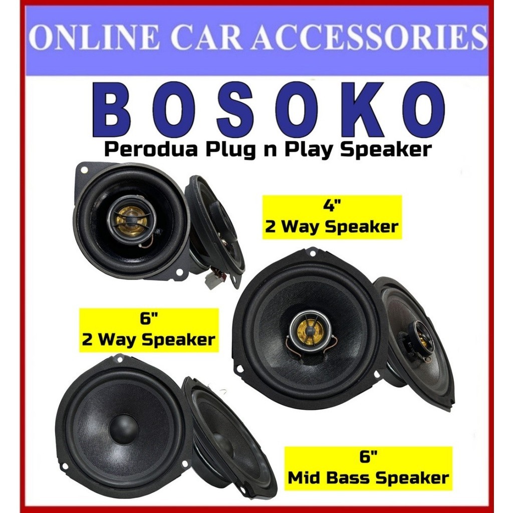 Bosoko Perodua Plug n Play Front & Rear OEM Speaker For Perodua Axia ...