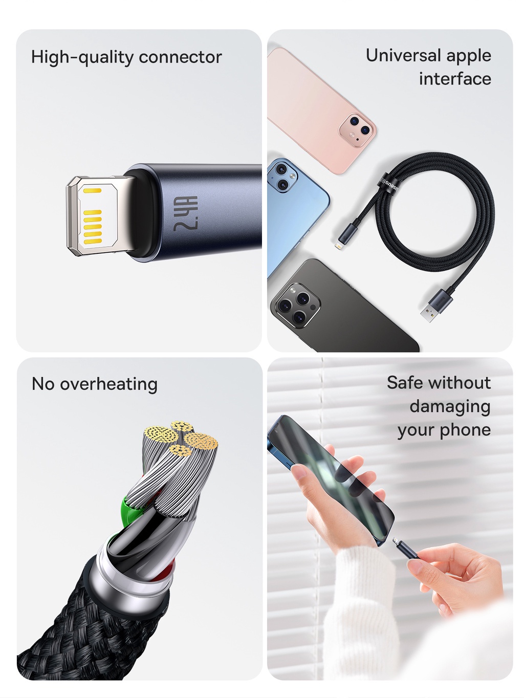 Baseus USB Cable for i 14 13 Pro Fast Charge for iPhone Cable USB Data ...