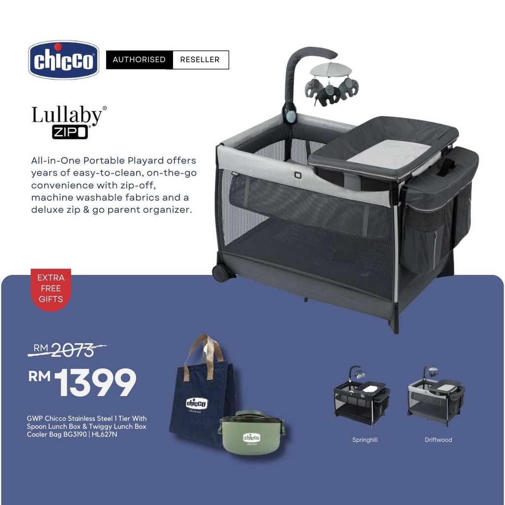 Chicco Lullaby Zip All In One Portable Playard & Travel Cot | Shopee ...