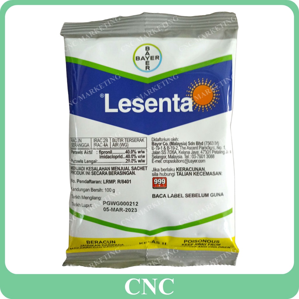 100GM Lesenta Bayer Fipronil 40.0% Imidacloprid 40.0% Racun Serangga ...