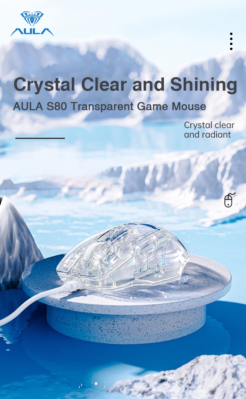 AULA S80 Game Transparent Mouse RGB Light Effect Ergonomic | Shopee ...