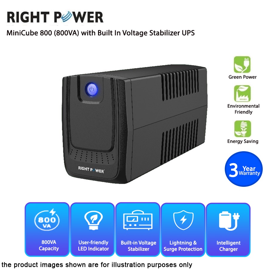 Right Power MiniCube 800 (800VA) with Built In Voltage Stabilizer UPS ...