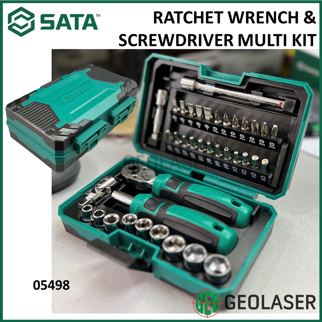 SATA 38PCS 1/4" (6.35MM) RATCHET WRENCH & SCREWDRIVER MULTI KIT 05498 ...